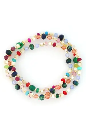 PANACEA Set Of Beaded Stretch Bracelets - Gold/multi