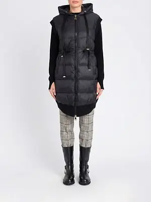 TWINSET Puffer Vest With Drawstring Waist And Hood - Black