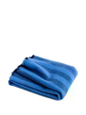 HAY Striped Fringed Blanket - Blue
