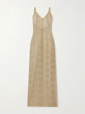 Missoni Mare Metallic Crochet-knit Coverup - Gold