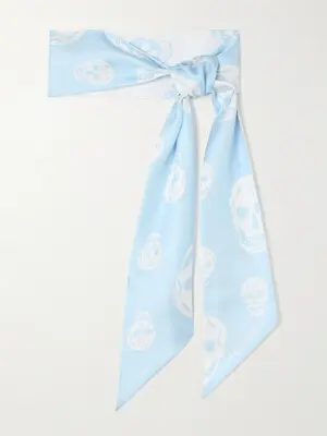 Alexander McQueen Printed Silk-twill Scarf - Blue
