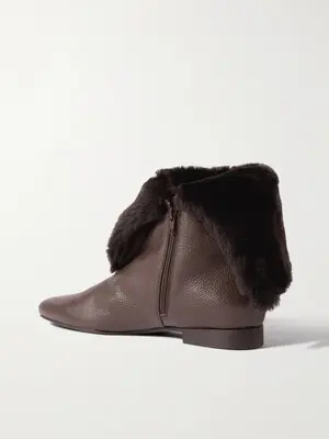 TOTEME Downtown Shearling-trimmed Leather Ankle Boots