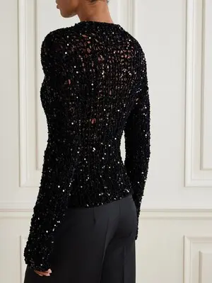 JIL SANDER Sequined Open-knit Sweater