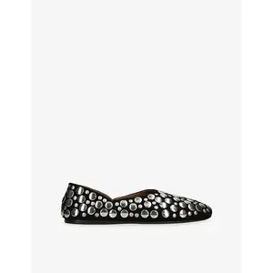 Khaite Studded Leather Mary Jane Flats