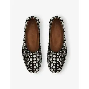 Khaite Studded Leather Mary Jane Flats