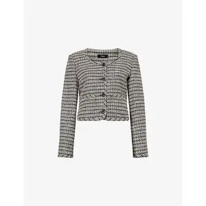 Theory Collarless Cropped Cotton-blend Jacket