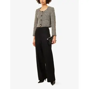 Theory Collarless Cropped Cotton-blend Jacket