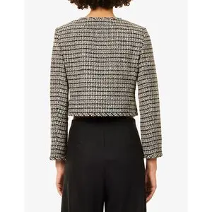 Theory Collarless Cropped Cotton-blend Jacket