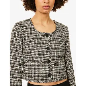 Theory Collarless Cropped Cotton-blend Jacket