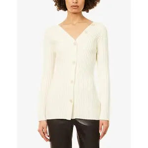 Theory Open-back Buttoned Merino Wool Cardigan