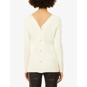 Theory Open-back Buttoned Merino Wool Cardigan