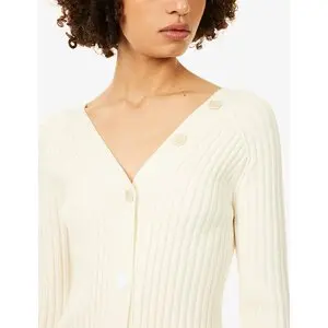 Theory Open-back Buttoned Merino Wool Cardigan
