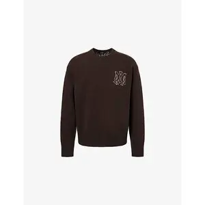 Amiri Brand-embroidered Crewneck Wool Jumper - Brown