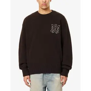 Amiri Brand-embroidered Crewneck Wool Jumper - Brown