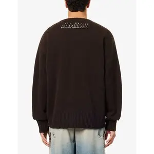 Amiri Brand-embroidered Crewneck Wool Jumper - Brown
