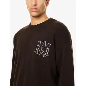 Amiri Brand-embroidered Crewneck Wool Jumper - Brown