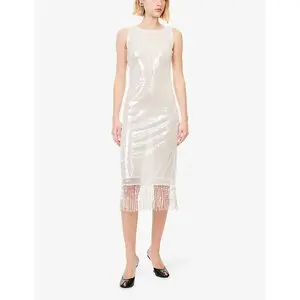 REFORMATION Cherra Fringed Sequin Midi Dress