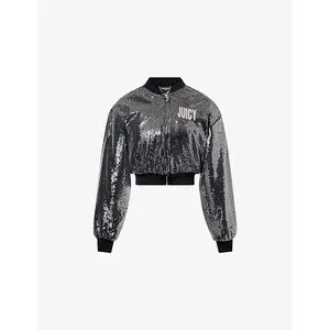 Juicy Couture Sequin-embellished Cropped Bomber Jacket