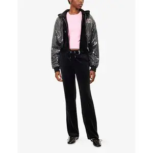 Juicy Couture Sequin-embellished Cropped Bomber Jacket