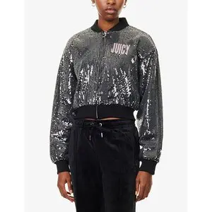 Juicy Couture Sequin-embellished Cropped Bomber Jacket