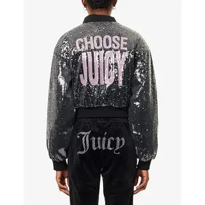 Juicy Couture Sequin-embellished Cropped Bomber Jacket