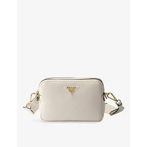 Prada Enamelled Logo Small Leather Cross-body Bag - Powder