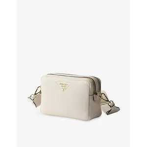 Prada Enamelled Logo Small Leather Cross-body Bag - Powder