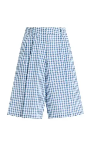 ALL THAT REMAINS Juliette Gingham Seersucker Cotton Culottes - Blue