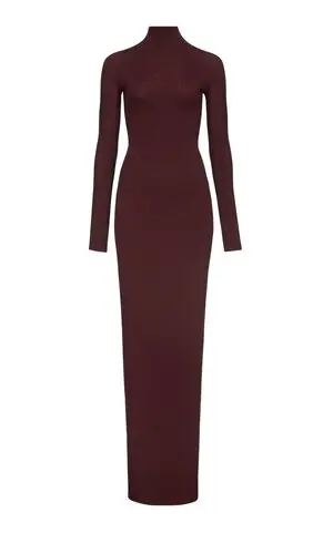 Alaïa Ruched Back Georgette Maxi Dress Purple