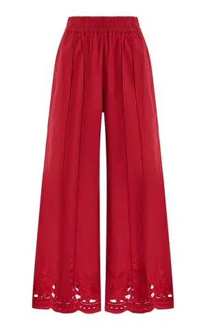 ALL THAT REMAINS Rae Cotton Wide Leg Pants - Red