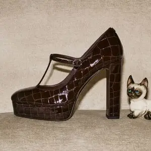 JIMMY CHOO Marene 120 Croc-embossed Leather Mary Jane Pumps - Sambuco