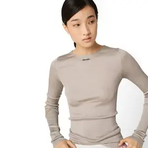 Miu Miu Silk Crew-neck Sweater - Grey