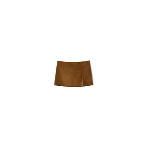 Miu Miu Waxed Suede Leather Miniskirt