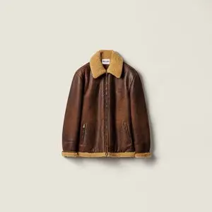 Miu Miu Waxed Shearling Blouson Jacket