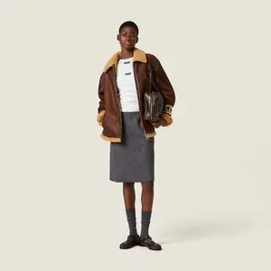 Miu Miu Waxed Shearling Blouson Jacket