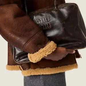 Miu Miu Waxed Shearling Blouson Jacket