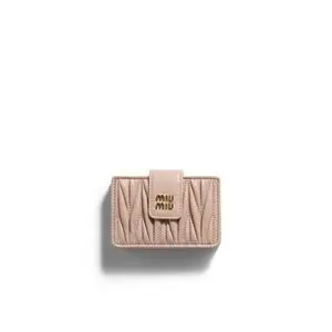 Miu Miu Matelassé Nappa Leather Card Holder - Powder Pink