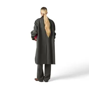 Miu Miu Single-breasted Coat With Embroidered Logo