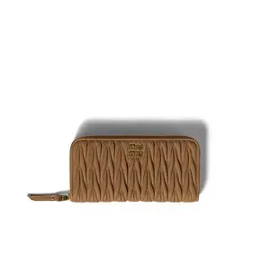 Miu Miu Large Matelassé Nappa Leather Wallet - Caramel