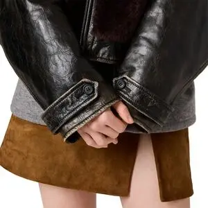 Miu Miu Leather And Shearling Blouson Jacket