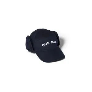 Miu Miu Drill And Fleece Cap - Navy