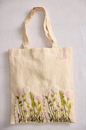 TERRAIN Embroidered Linen Tote - Ivory
