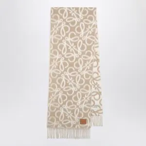 Loewe White Scarf In Alpaca And Wool Blend - Beige