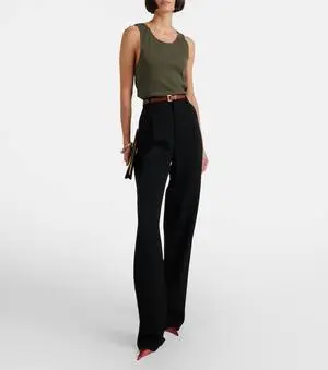 Saint Laurent Cassandre Cotton Jersey Tank Top - Green