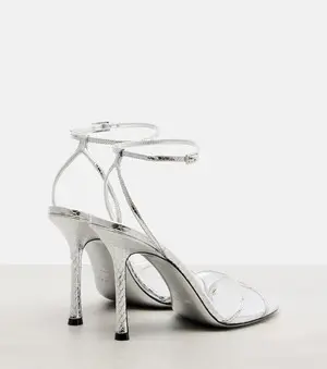 JIMMY CHOO Leo 100 Snake-effect Leather Sandals