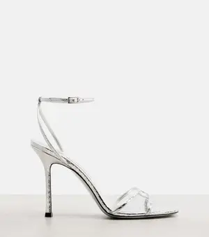JIMMY CHOO Leo 100 Snake-effect Leather Sandals