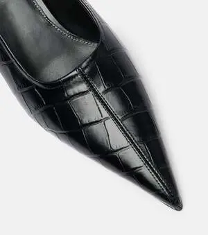 TOTEME Croc-effect Leather Wedges - Black