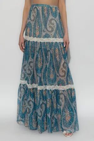 Etro Silk Maxi Skirt - Blue