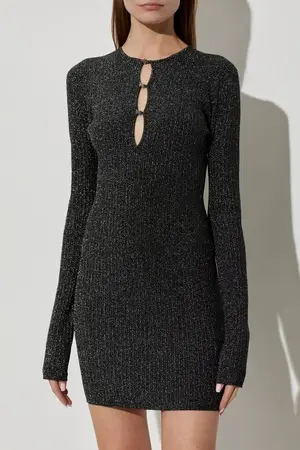 Amiri Fitted Knit Mini Dress With Jewelry Clasps