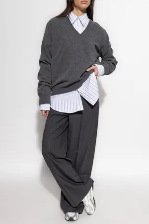 Rag & Bone Pinstripe Creased Trousers - Grey